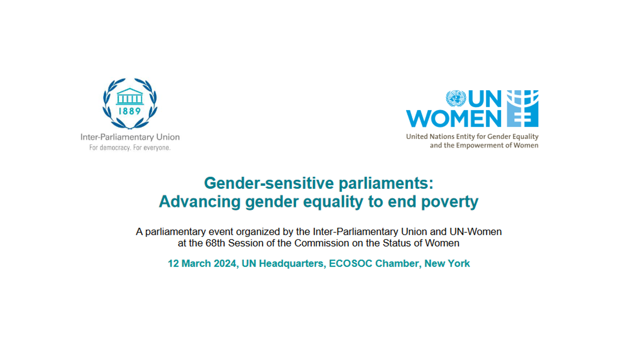 Gender-sensitive parliaments: Advancing gender equality to end poverty ...